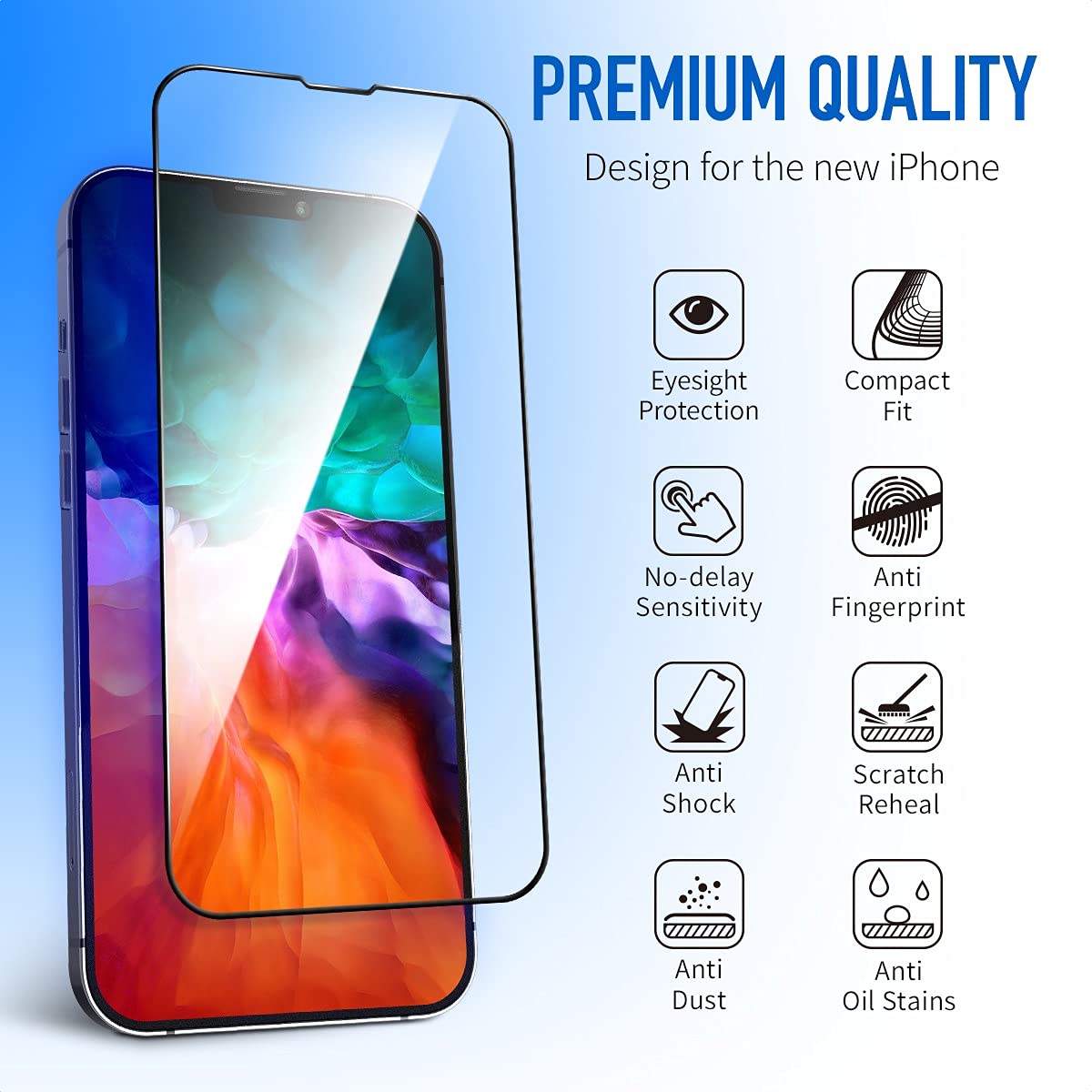 MOCOLL 1+1 Pack for iPhone 14 Pro Max Screen Protector Tempered Glass