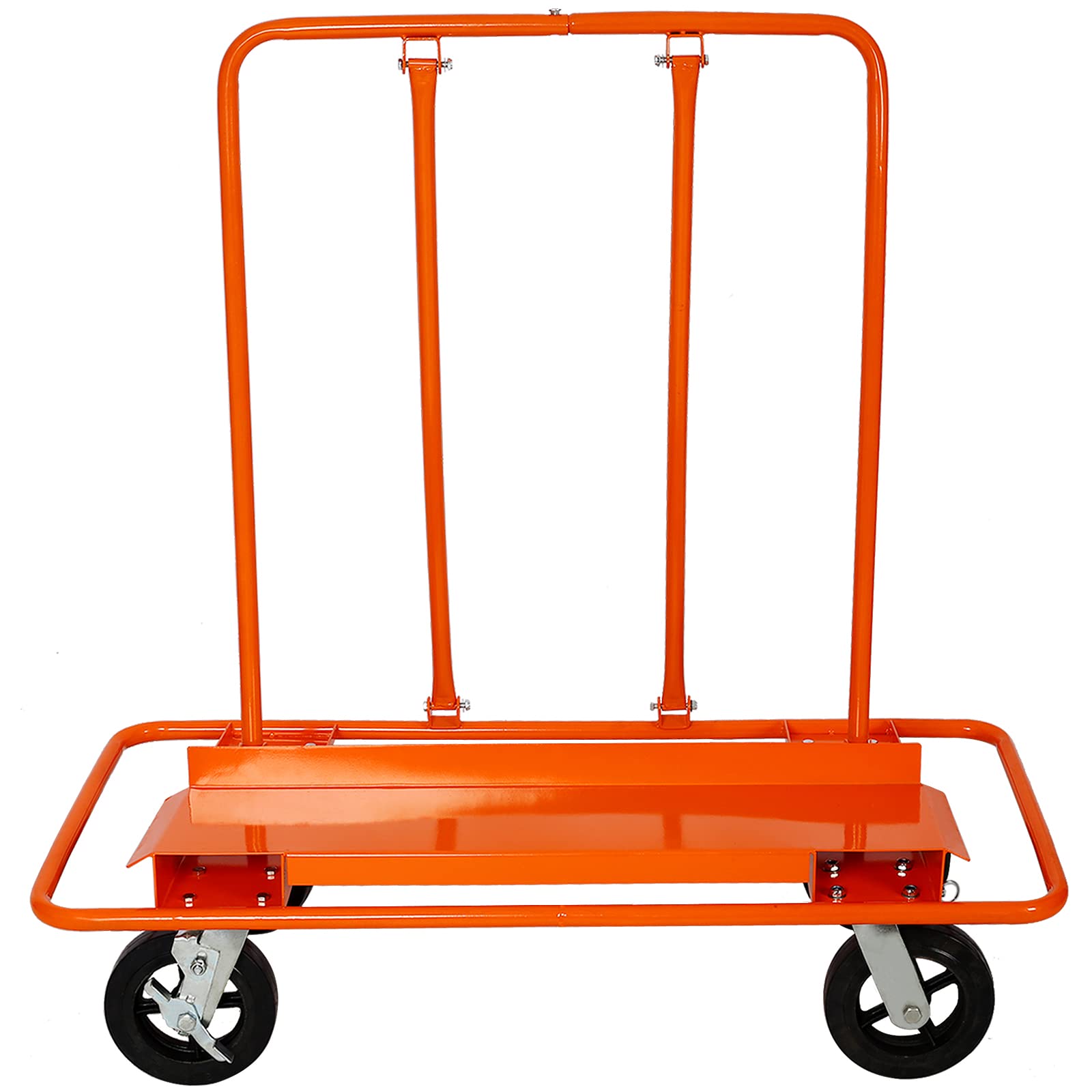 Veemuaro Drywall Sheet Cart, Heavy Duty Panel Dolly Cart 2400LBS Load Capacity with Four 8" Rubber Wheels, Rolling Dolly for Garage, Home, Warehouse (Orange)