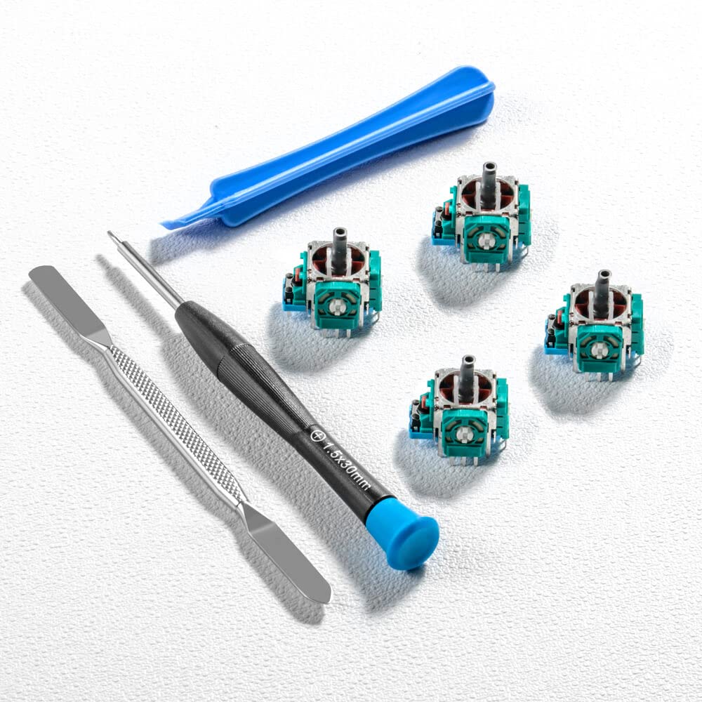 RGEEK PS5 Controller Joystick Replacement, 4PCS PS5 Joystick Replacement Parts wiht Repair Screwdriver kit and Metal crowbar for PS5 controller