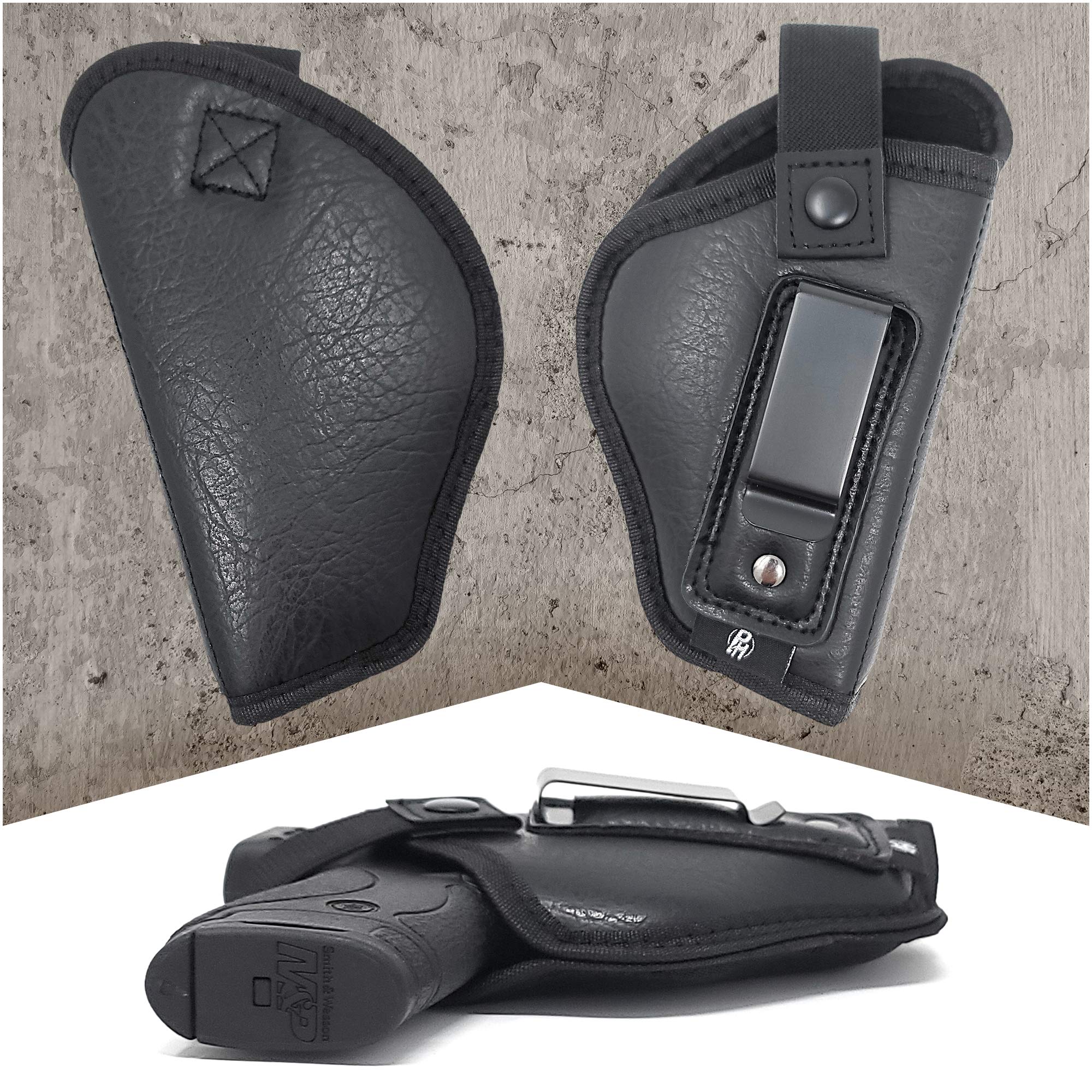 IWB Gun Holster by PH - Concealed Carry Soft Material - Soft Interior - Fit M&P Shield 9mm.40.45 Auto/Glock 19 26 27 29 30 33 42 43 / Rug LC9, LC380 - Taurus Slim, PT111 G2 - Springfield XDs Hellcat