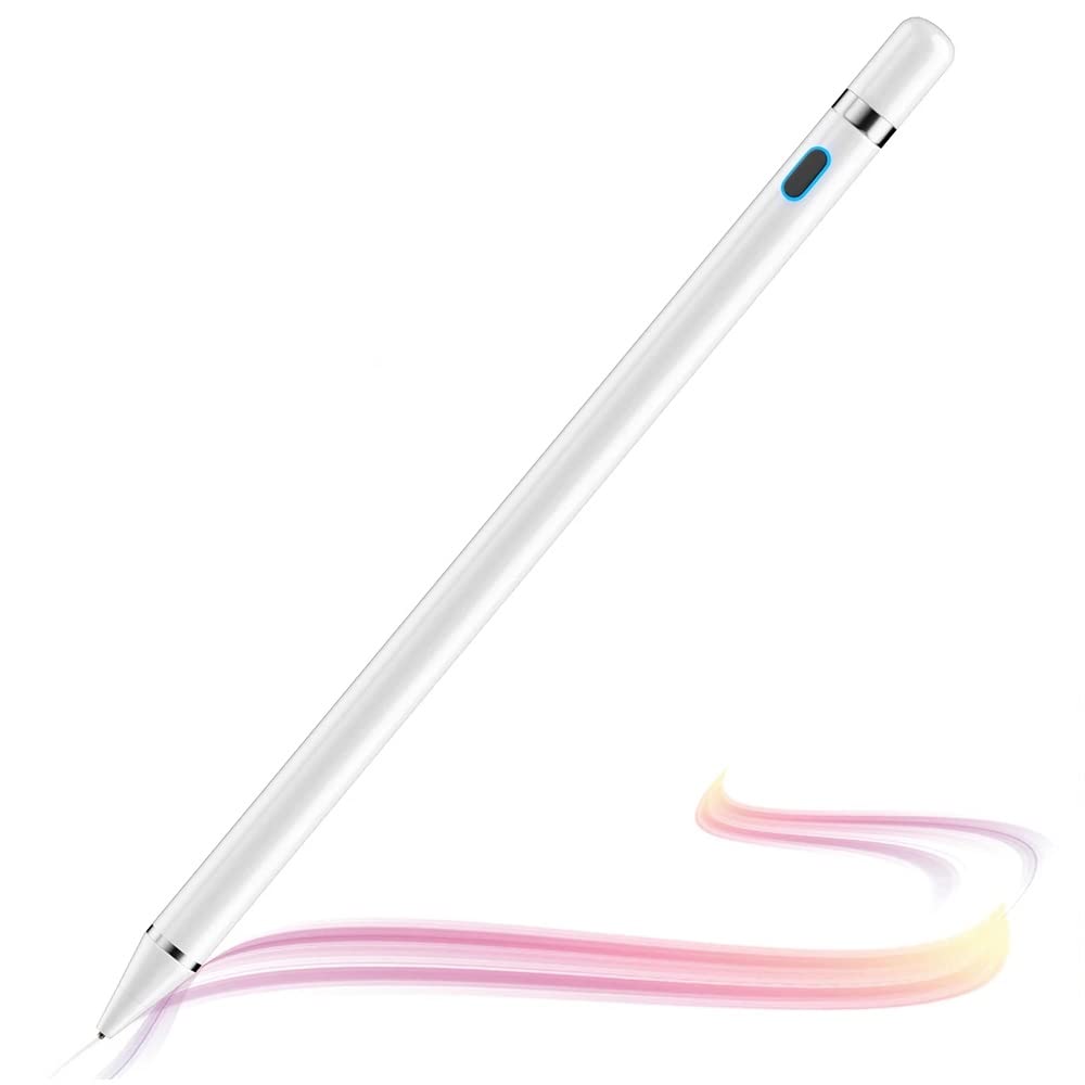 Stylus Pens for Touch Screens,Active Stylus Pen Compatible with Apple,1.5mm Fine Point Digital Pen,Rechargeable Stylus for i-Pad/Pro/Air/Mini/i-Phone/Cellphone/Samsung/Tablet Drawing&Writing (White)