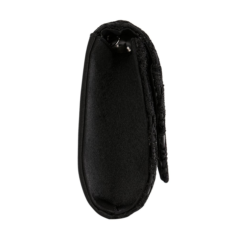 Jubileens Women's Elegant Floral Lace Envelope Clutch Evening Prom Handbag Purse (Black)