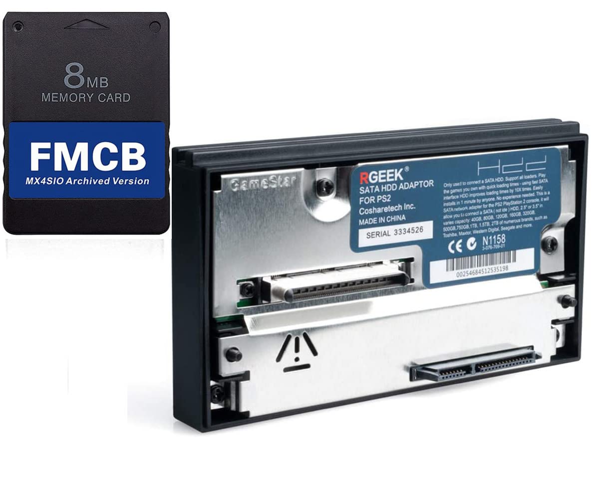 RGEEK Sata HDD adapter with PS2 FMCB MX4SIO memory card for Sony PS2 Playstion 2 All Versions