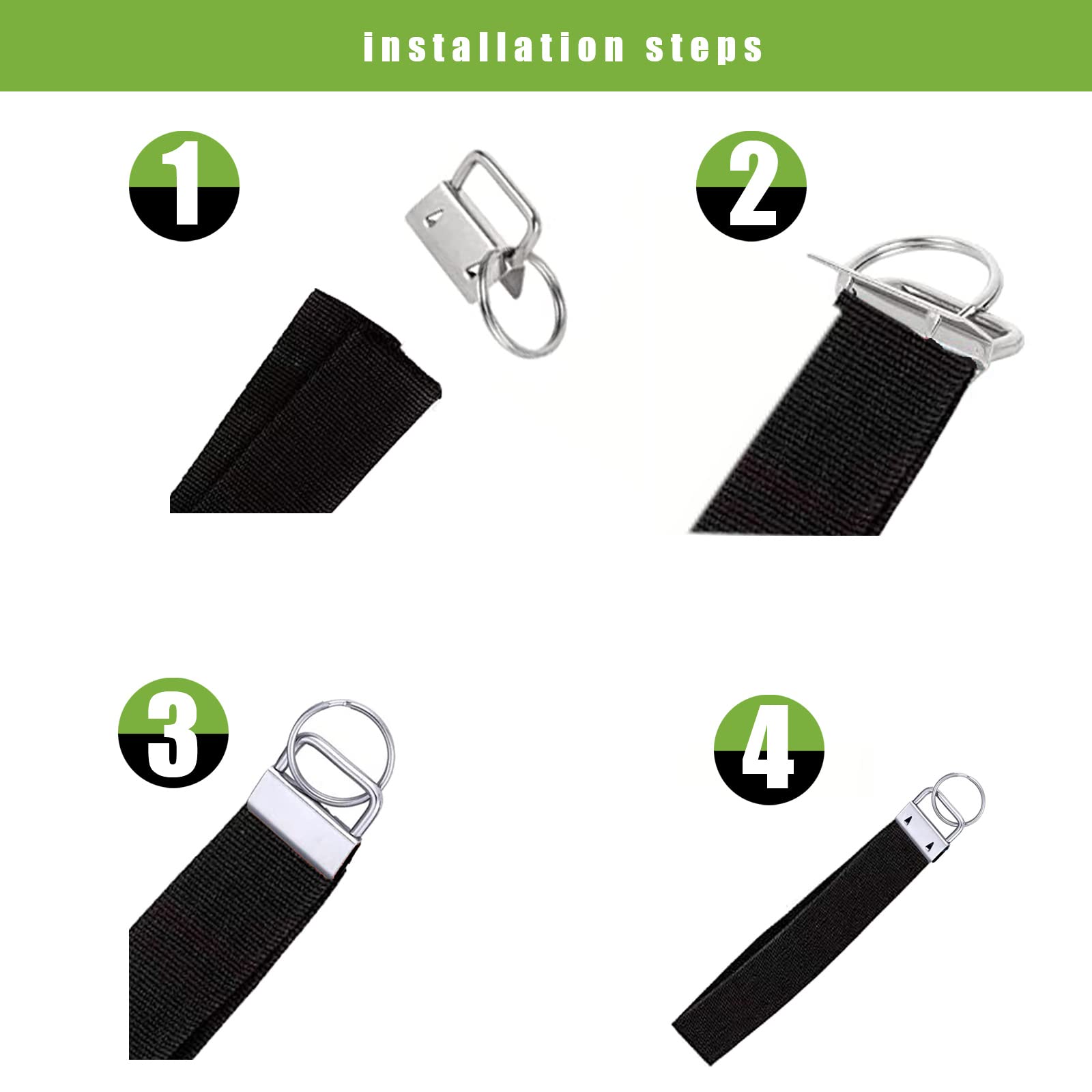 LANIAKEA 100pcs 1 Inch Key Fob Hardware with Key Rings, Silver Wristlet Key Fob for Keychains Making, Key Lanyard Install