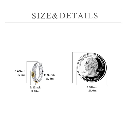 POPLYKE Sterling Silver Sunflower Flower Hoops Earrings Small Huggie Earrings Jewelry Gift for Women
