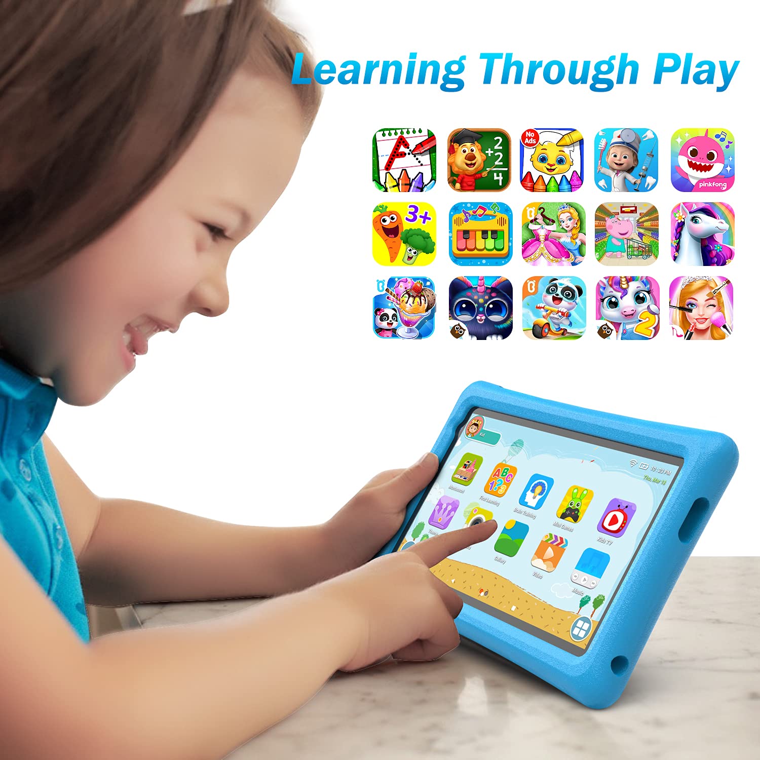 Kids Tablets, 7 inch Tablet for Kids Toddlers, Android Kids Tablet Children Tablet 2GB+32GB with Parental Control, Bluetooth, WiFi, Dual Camera, Google Play Store Pre Installed (Blue)