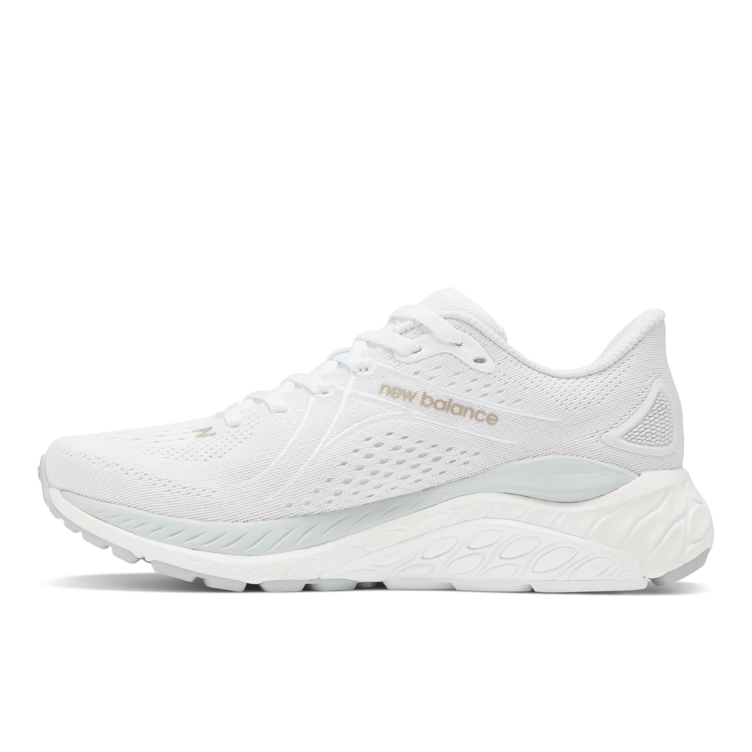 New Balance Women's Fresh Foam X 860 V13, White/Light Aluminum/Light Gold Metallic, 9