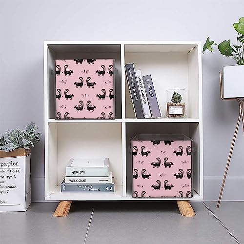 Love Skunks Storage Cubes with Handles Foldable Fabric Bins Organizing Baskets for Shelves Closet