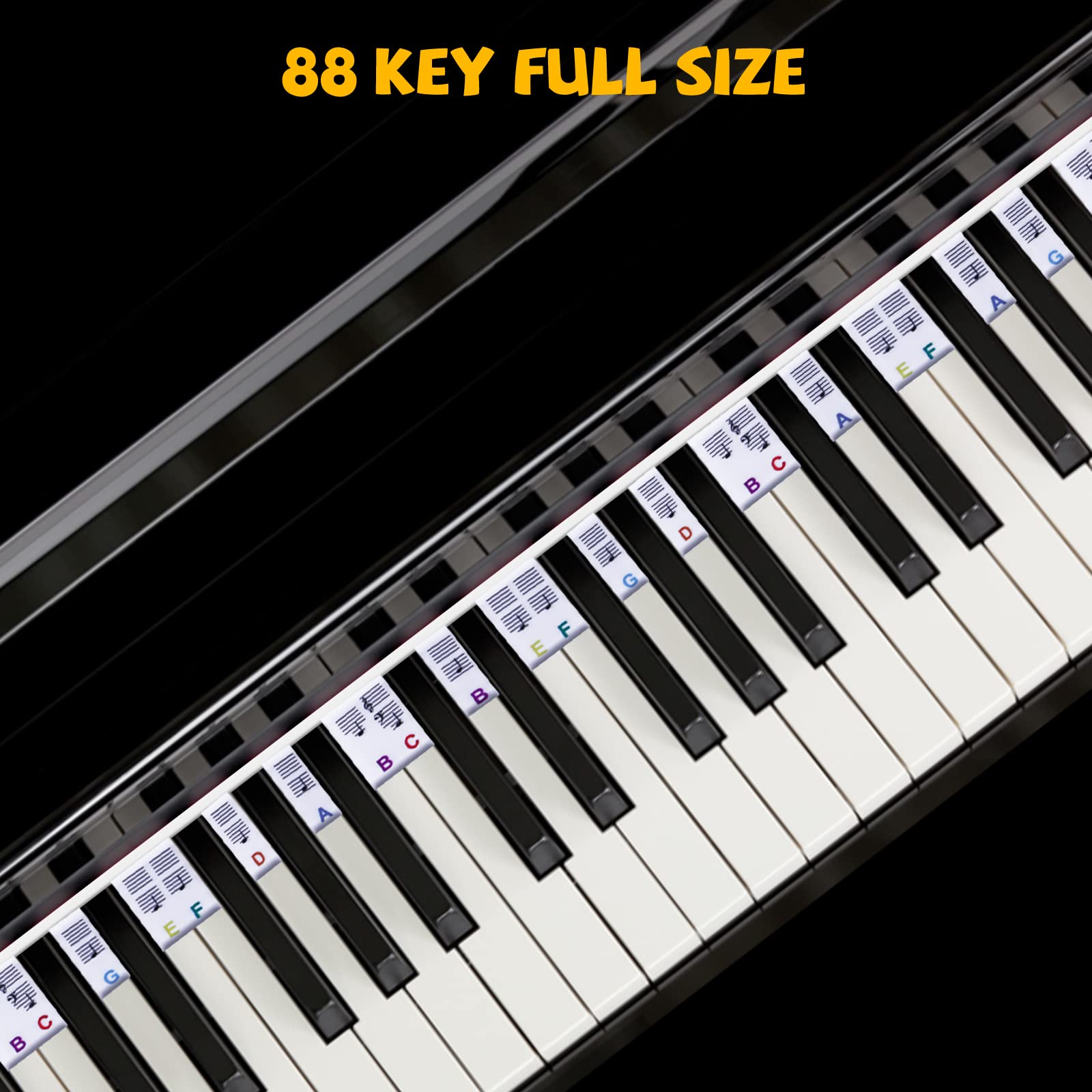 Removable Piano Keyboard Stickers for Beginners, Silicone Piano Keyboard Note Guide Labels for Learning for 88/61/54/49/37 Key, Reusable Piano Key Music Notes Letter Label with Box