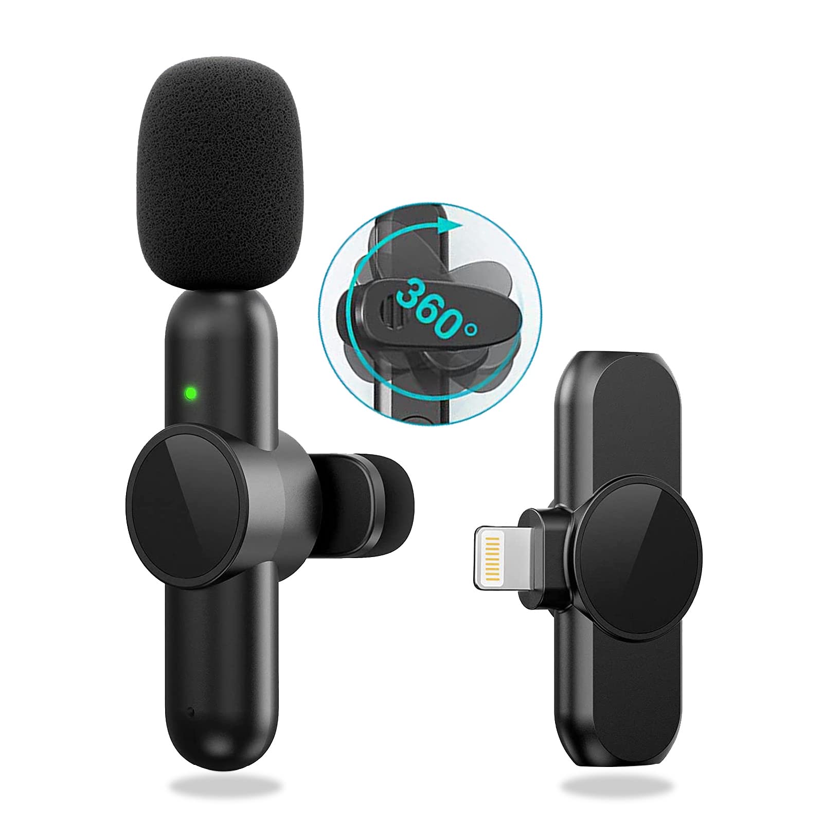 Netdeon Professional Wireless Lavalier Lapel Microphones for iPhone iPad, Omnidirectional Condenser Clip-on Microphone Recording Mic for Video Recording Podcast Interview Vlog YouTube Tiktok
