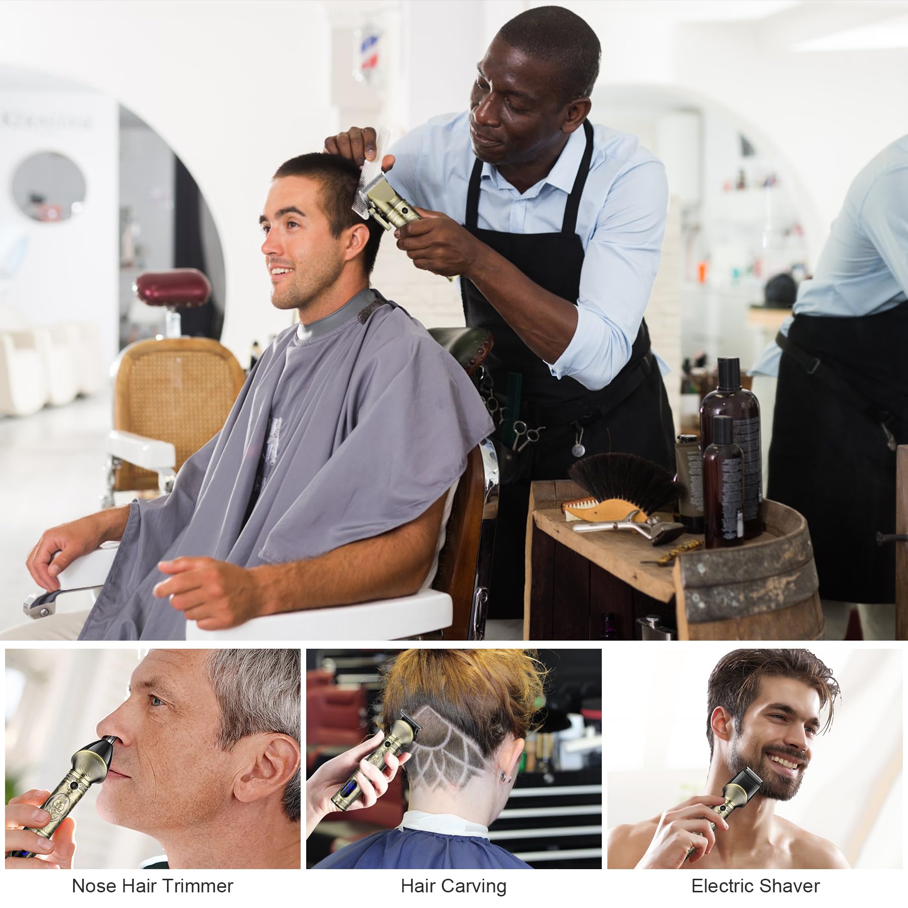Lanumi Hair Clippers for Men Cordless Cutting T-Blade Trimmer Kit Professional Barber Clipper and Beard Trimmer Set Cordless USB Rechargeable Hair Cutting Kit