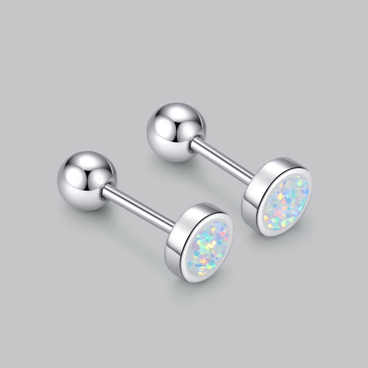 Opal Moonstone Turquoise Screw Back Earrings for Women, moonstone, turquoise