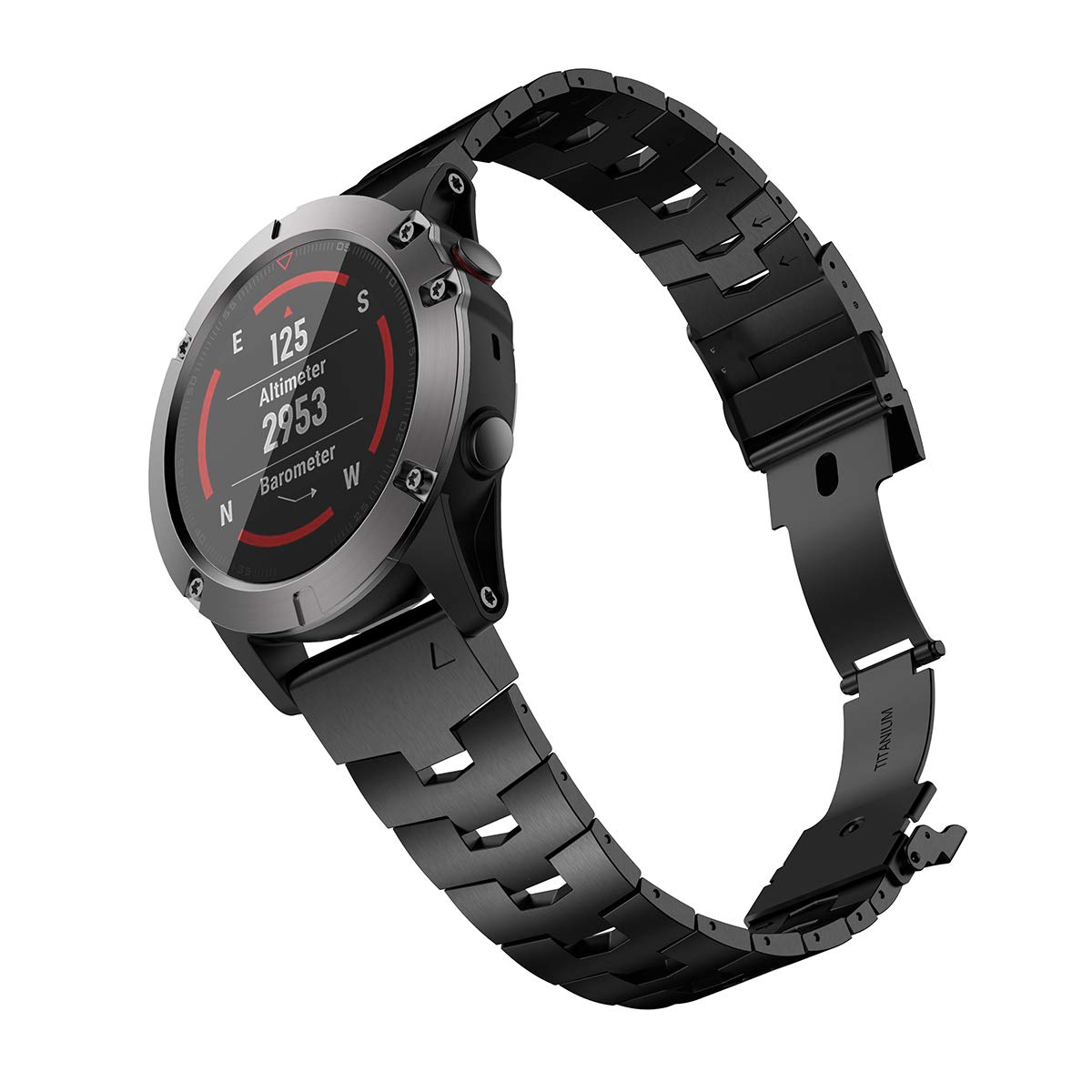 LDFAS Fenix 7X/6X/5X Plus Band, 26mm Vented Titanium Metal Quick Fit Watch Strap with DLC Coating Version Compatible for Garmin Fenix 7X/6X Pro/5X Plus/Tactix 7 Delta/Enduro 2 Bnads, Black