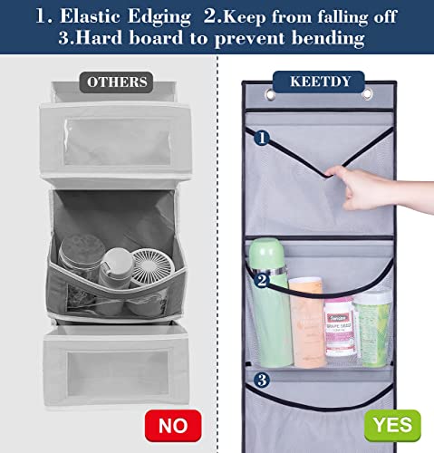 KEETDY Hanging Shelves Over the Door Organizer Storage for Closet with 5 Pockets Organizer for Bedroom Bathroom, 2 Pack(Grey)