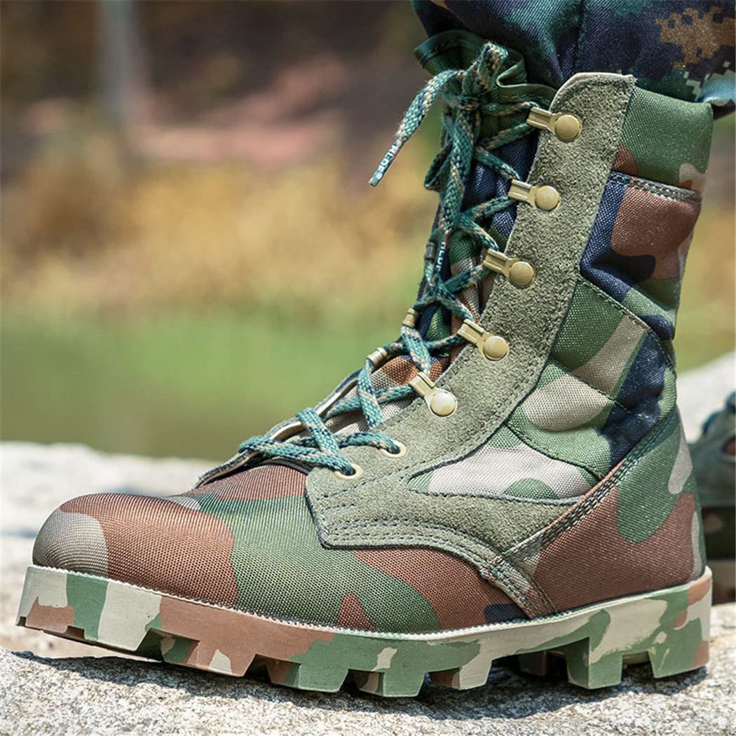 Men Jungle Tactical Military Boots, Combat Desert Boots, Camouflage Hiking Hunting Work Shoes, 41