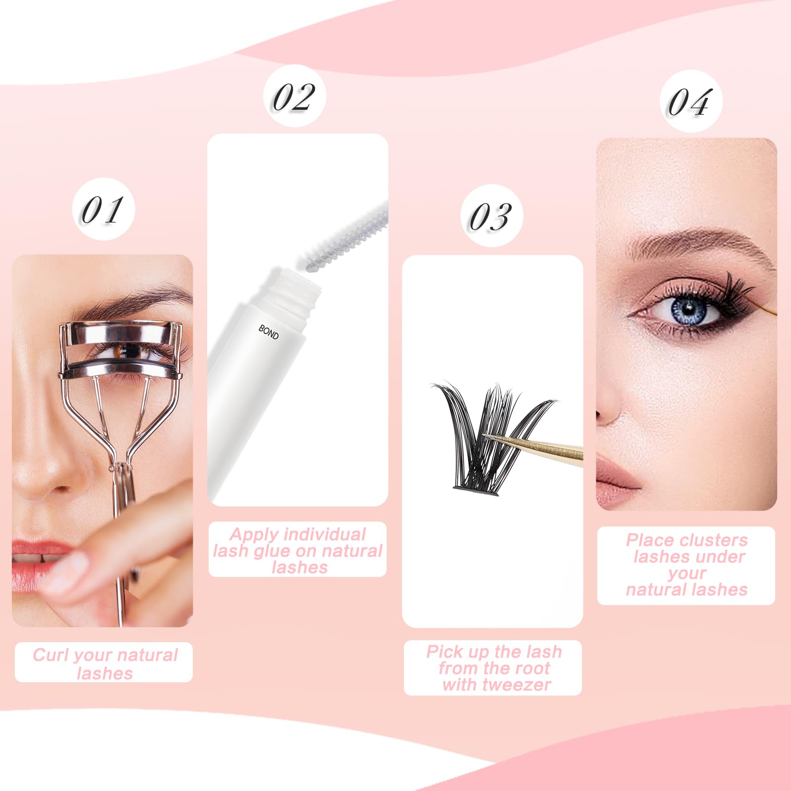LIGHTINIS Individual Lashes 280 PCS 30D+40D Large Tray DIY Lash Extension C Curl Lash Clusters 9-16mm Mixed Natural Eyelash Clusters Faux Mink Slik Cluster Lashes (30D+40D-C-MIX9-16mm)