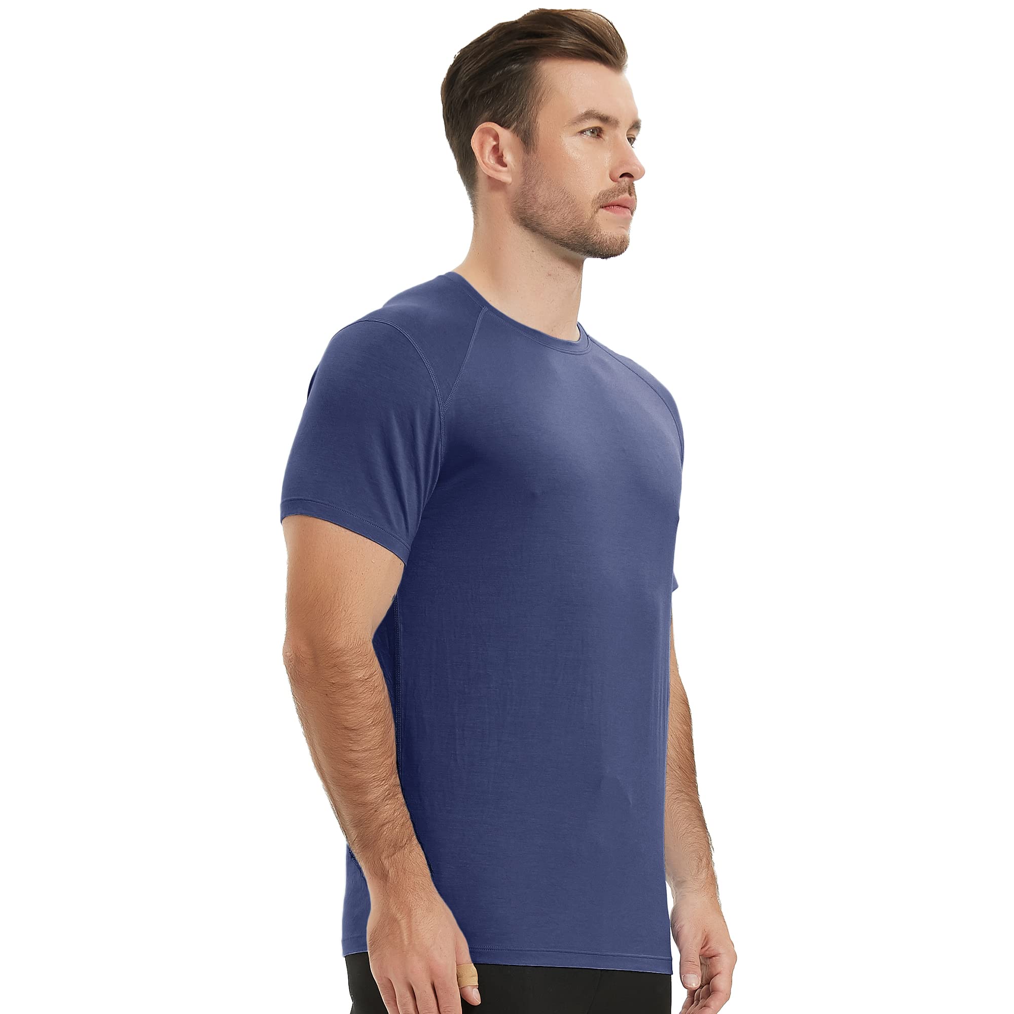 netdraw Men's Bamboo Viscose Workout Shirt Long Sleeve Lightweight Cooling Running Hiking T-Shirt (Yellow, Large)