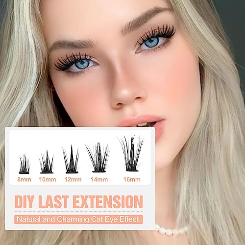 Lashes Cluster DIY Manga Eyelash Extensions 8-16mm Individual Lashes Wispy D Curl Anime Lashes Natural Look Lash Extensions at Home 150 Pcs Individual Cluster Eye Lashes Pack
