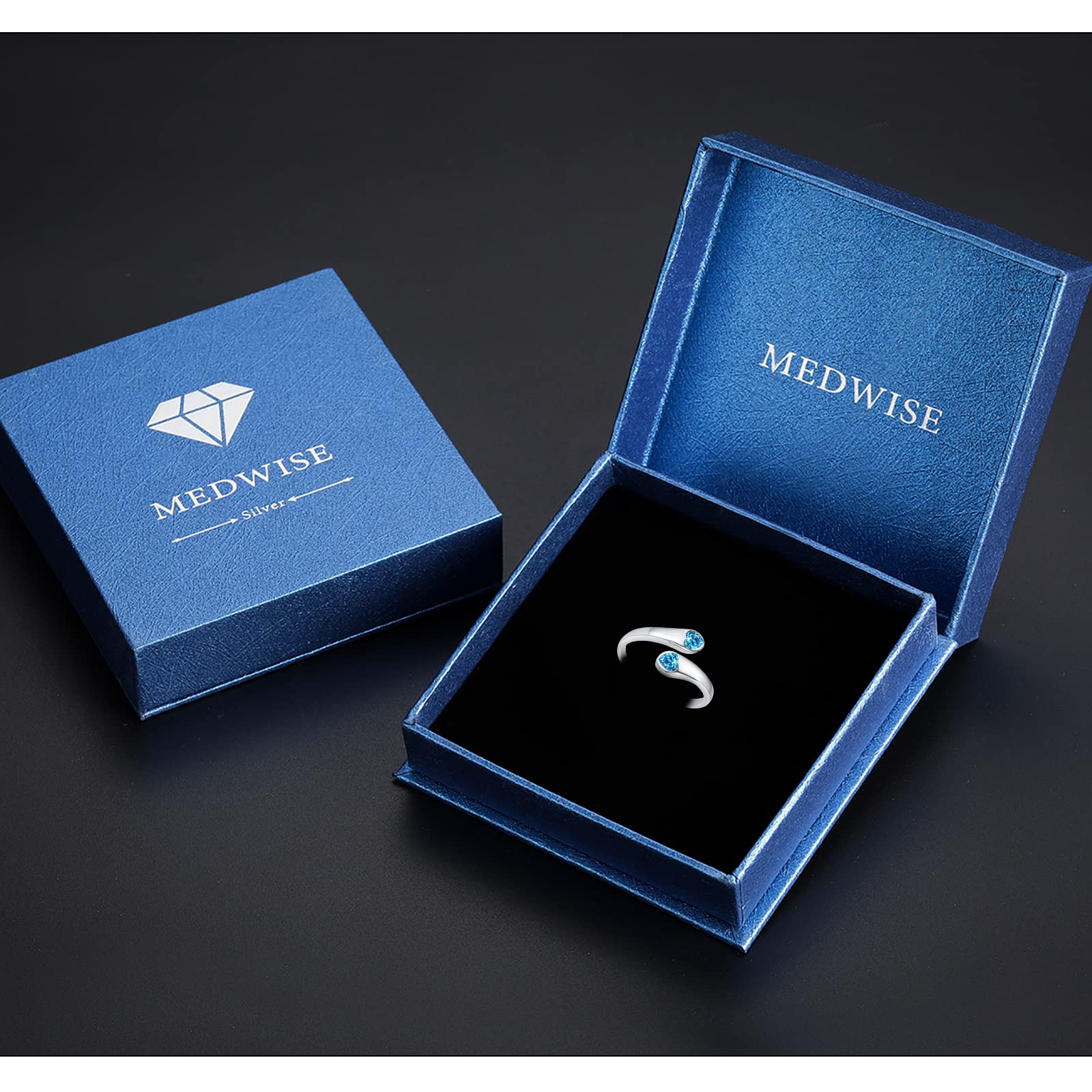 MEDWISE Minimalist Heart Open Ring for Women Sterling Silver Eternity Band Ring Wedding Promis Ring (with Gift Box)