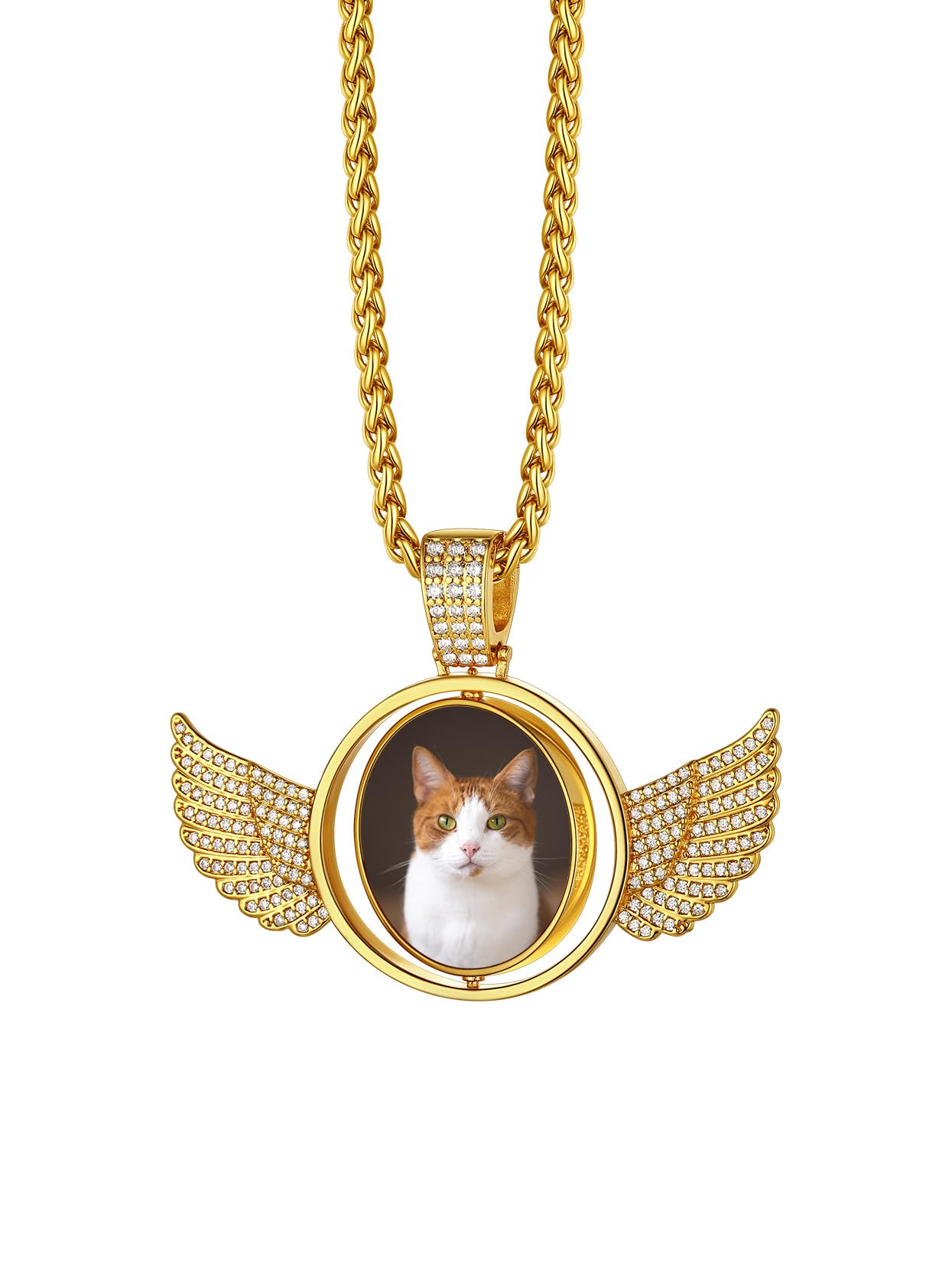 Richsteel Personalized Photo Picture Pendant Necklace Gold Plated Image Print Custom Jewelry