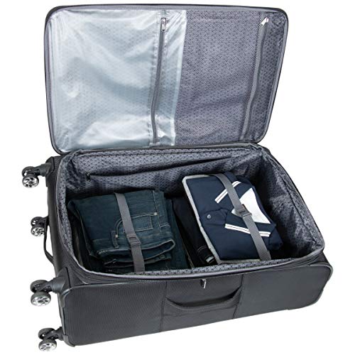 Kenneth Cole REACTION Rugged Roamer Lightweight Softside Expandable 8-Wheel Spinner Luggage, Black, 2-Piece (20β Carry-On/28β Check Size)