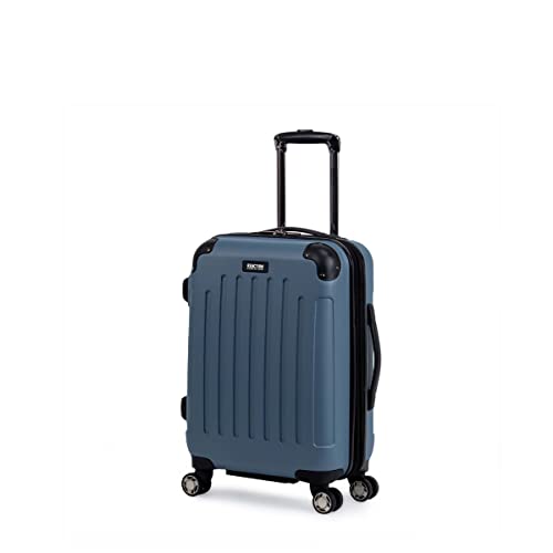 Kenneth Cole REACTION Renegade Luggage Expandable 8-Wheel Spinner Lightweight Hardside Suitcase, Granite Blue, 20-Inch Carry On