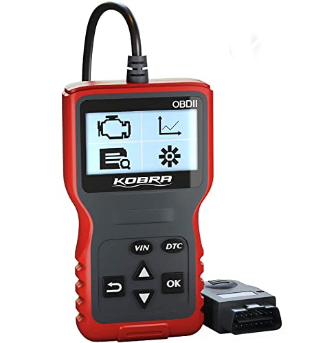 Kobra Newest Version OBD2 Scanner Car Code Reader - Universal Auto OBD Car Diagnostic Tools for All Cars, Automotive Check Engine Readers with Reset (Black and Red)