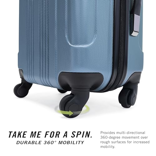 Kenneth Cole REACTION Out of Bounds Lightweight Hardshell 4-Wheel Spinner Luggage, Granite Blue, 28-Inch Checked