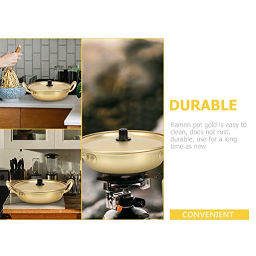 Yardwe Spoon Ramen Pot Korean Ramen Cooking Pot with Lid and Handles Korean Ramen Noodle Pot Fast Heating Ramyun Cooker for Cooking Soup Pasta Stew Kitchen Cookware 20cm Soup Pot Ramen Cooker