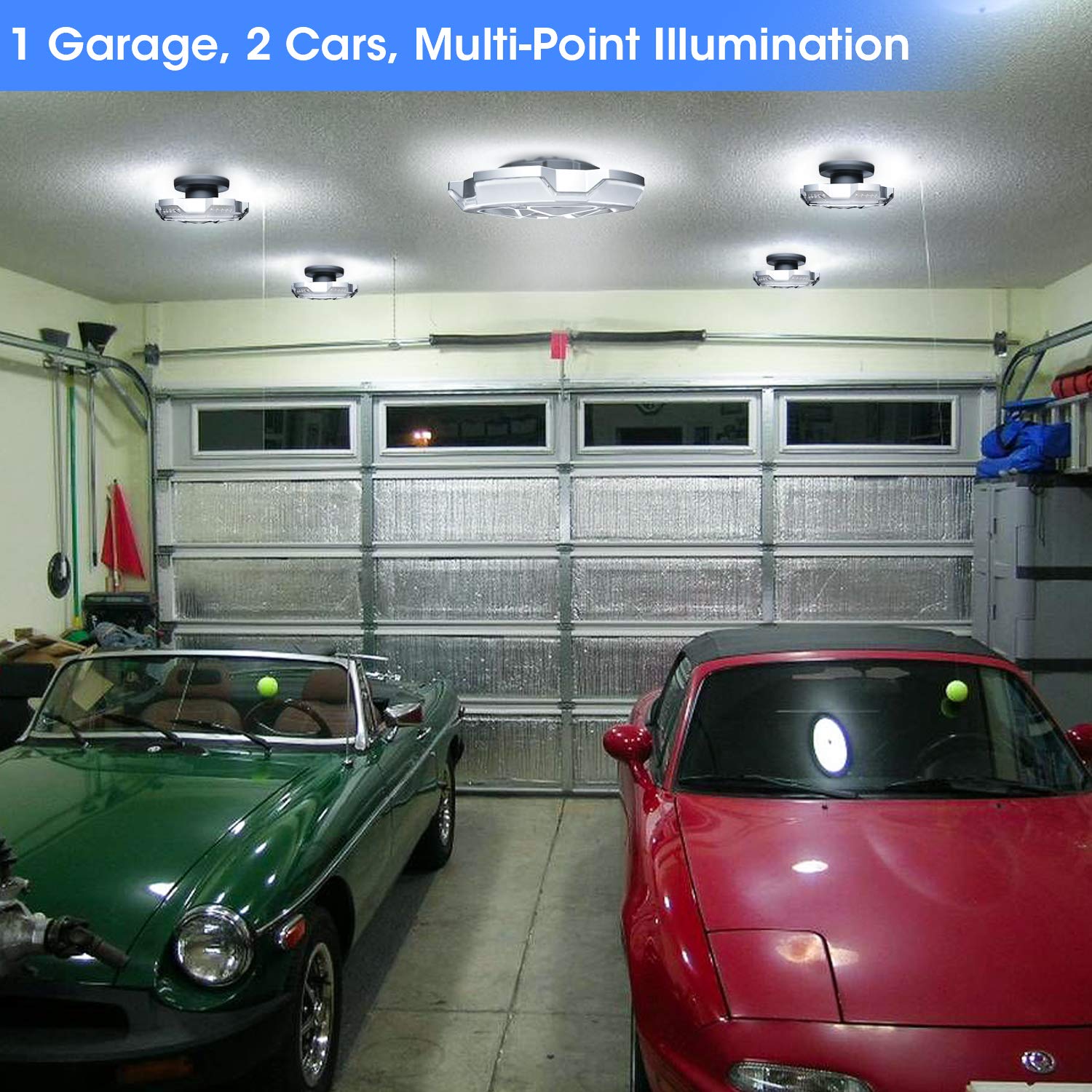 LED Garage Light High Bay Light 120W/12000LM 6500K Ceiling LED Shop Light, Multi Point Illumination, Beyond Super Bright Lighting System for Basement/Home/Office/Attic/Laundry/Warehouse/Workshop
