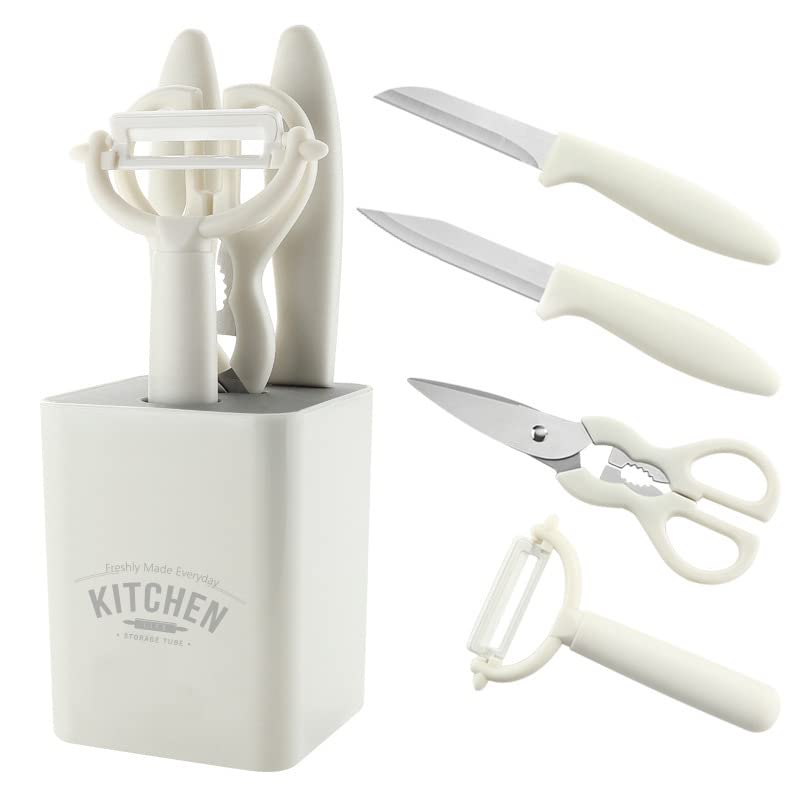 Sluoch Kitchen Fruit Paring Knife Set, 5 Pcs Knife Set Knife Block Ultra Sharp Chef Knives Set Easy-Grip Handle, for Vegetables Fruits Chopping