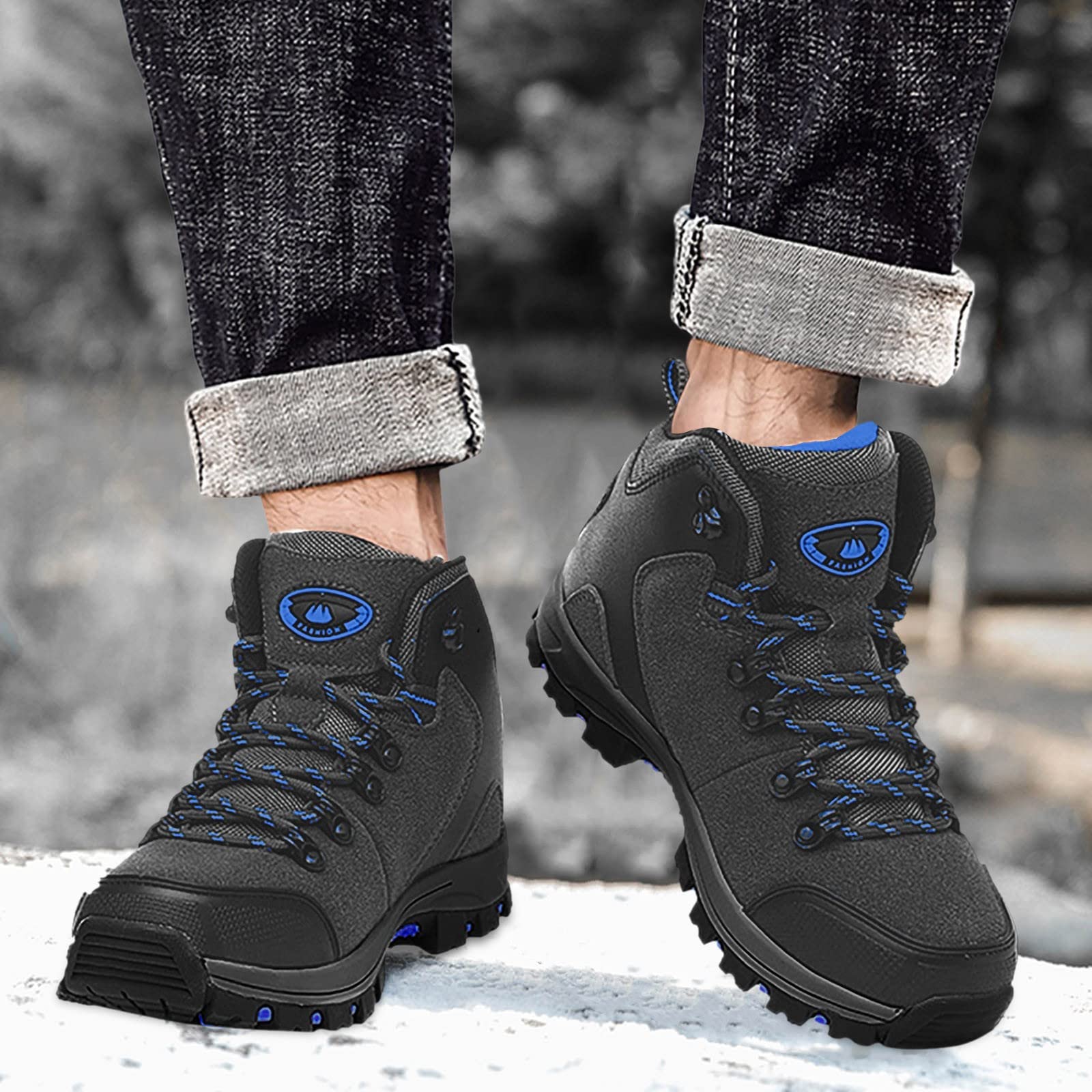 Men Waterproof Hiking Boot Shoes Cotton Short Shoes Wide Shoes (6-Dark Gray, 10)