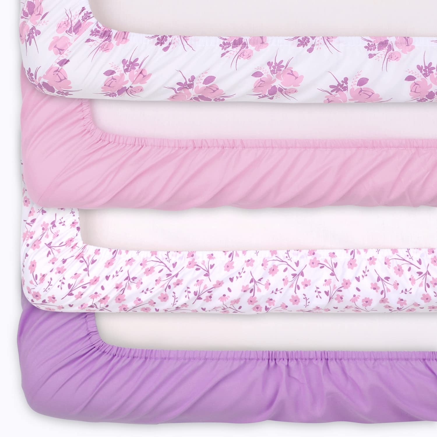 The Peanutshell Pink Woodland Floral Fitted Crib Sheet Set for Baby Girls (Floral)