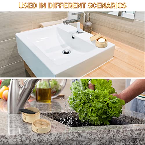 Natural Bamboo Soap Bar Holder with Lid Soap Dish Drain Foaming Net Shampoo Container Soaps Bar Box Wood Soap Tray Soap Saver Handmade Soap Case for Bathroom Shower Kitchen (6 Pcs,3.9 Inch)