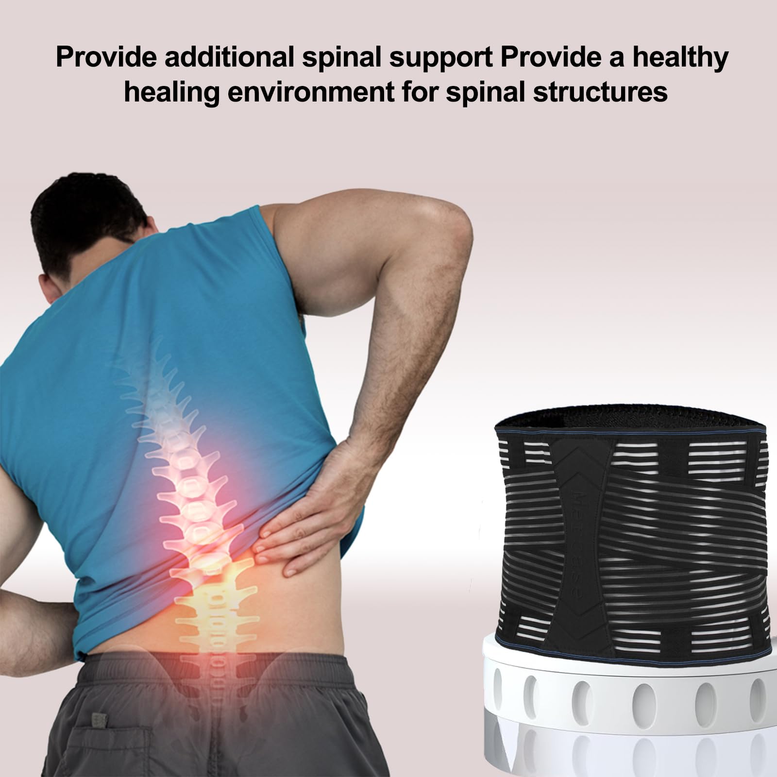 Mercase Back Brace for Lower Back Pain Relief with 5 Stays, Back Support Belt for Women & Men Breathable Lumbar Support Belt for Heavy Work Lifting, Sciatica, Herniated Disc, Scoliosis-Black(XL-39.3"-55.1")