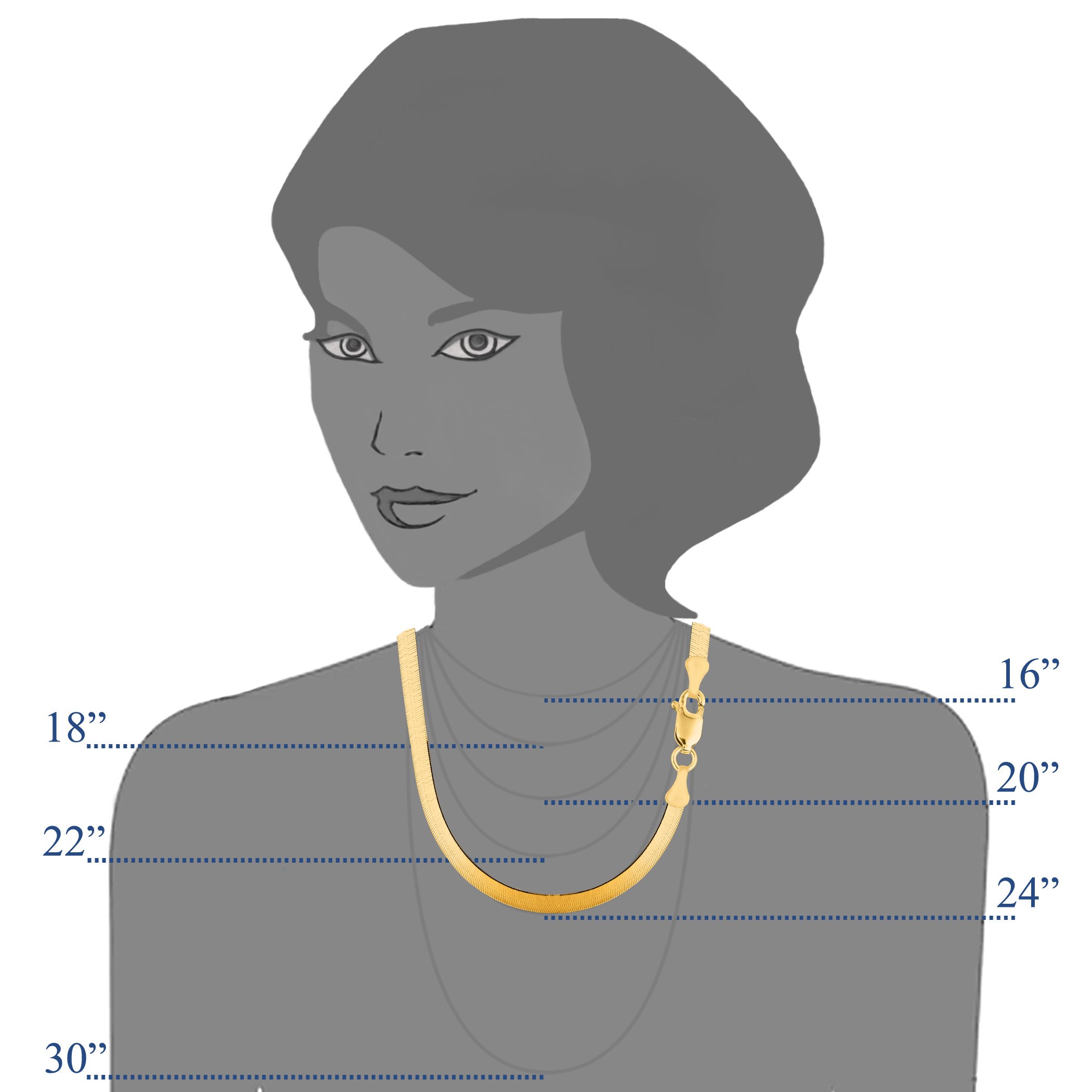 Jewelry Affairs 14k Yellow Real Solid Gold Imperial Herringbone Chain Necklace, 4.7mm, 20"