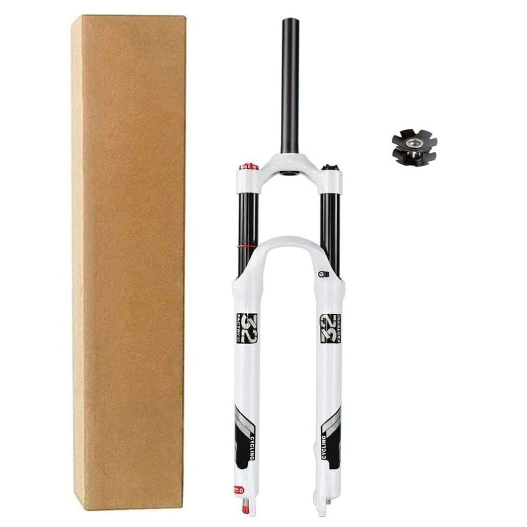 LYYCX Mountain Bike Fork 26 27.5 29 Inches, Magnesium Alloy Travel 140mm Shock Absorber 1-1/8" Manual/Remote Control Lock Accessories QR 9mm Disc Brake (Color : Straight Manual Lock, Size : 26 inche