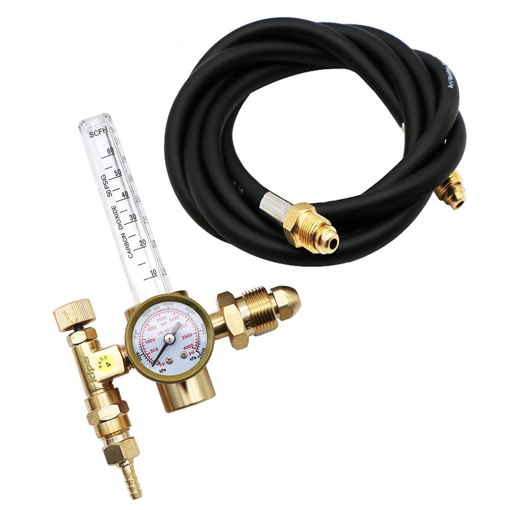 KIPA Argon Flowmeters Regulator with Gas Hose, Welding CGA580 Miller Lincoln Mig Tig, CO2 Argon Mixed Flowmeter Regulator, Accurate Gauge 0 To 4000 Psi Pressure,Durable Welding Gas Flowmeter Gauge