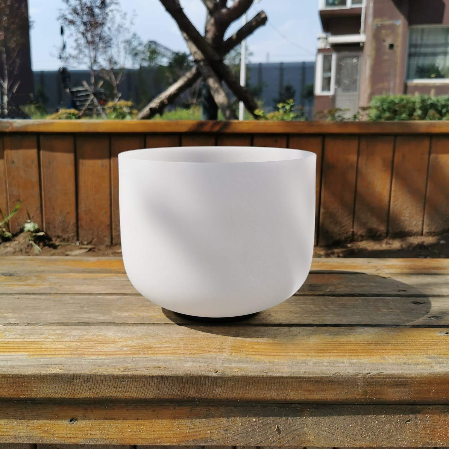 KVKA Crystal Singing Bowl F Note Heart Chakra Frosted Quartz Sound Bowl 10 Inch With Carrying Case (10 inch,F Note Heart Chakra)