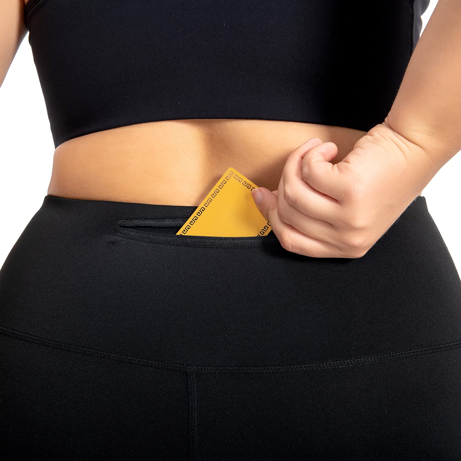 MEJING Plus Size Yoga Pants with Pockets, L-5X Mesh Workout Leggings for Women, High Waisted Tummy Control Activewear Black L