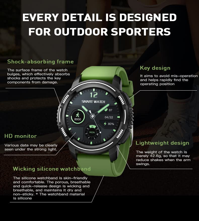 Smart Watches for Men Waterproof Fitness Watch Activity & Fitness Tracker with Notification Reminder/Step Counter/Mileage for Android iOS Phone