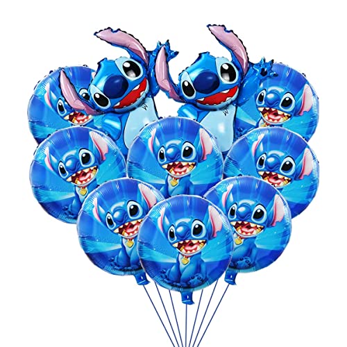 Lilo and Stitch Party Balloons Stitch Party Aluminum Film Balloons suit Stitch Birthday Party Decorations (10pcs blue)