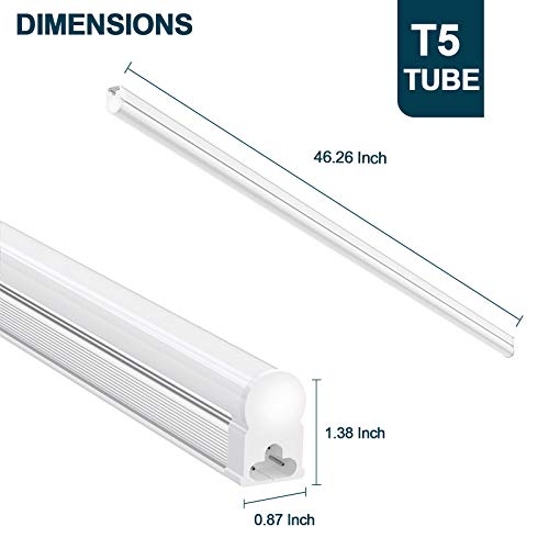 Led Shop Light 4ft 6500k 2640lm 24w, Bright White, Pack of 6, Linkable Led Shop Lights for Garage, Easy Led T5 Shop Lights for Workshop, Mounted Up-to Ceiling or Under Cabinet, Built-in On/Off Switch