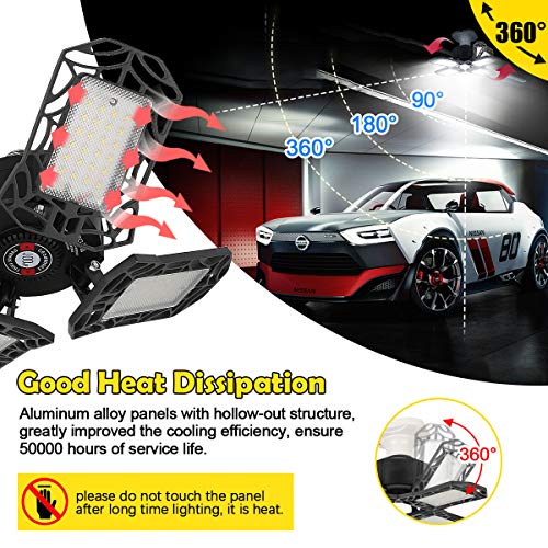 LED Garage Lights, Deformable Garage Light 100W 10000LM Super Bright Led Garage Ceiling Light with 4 Adjustable Panels Shop Lights for Workshop Garage Basement(Daylight White)
