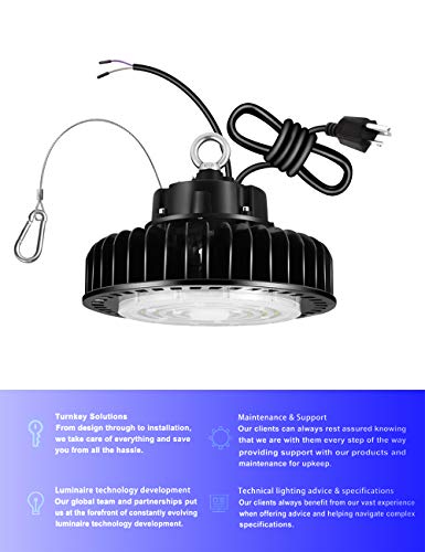 LED High Bay Light 200W 30000LM 5000K IP65 150lm/w with US Plug 5ft Cable,UFO Commercial Light Alternative to 800W MH/HPS Warehouse Workshop Factory Barn Garage Lowbay Area Lighting Fixture