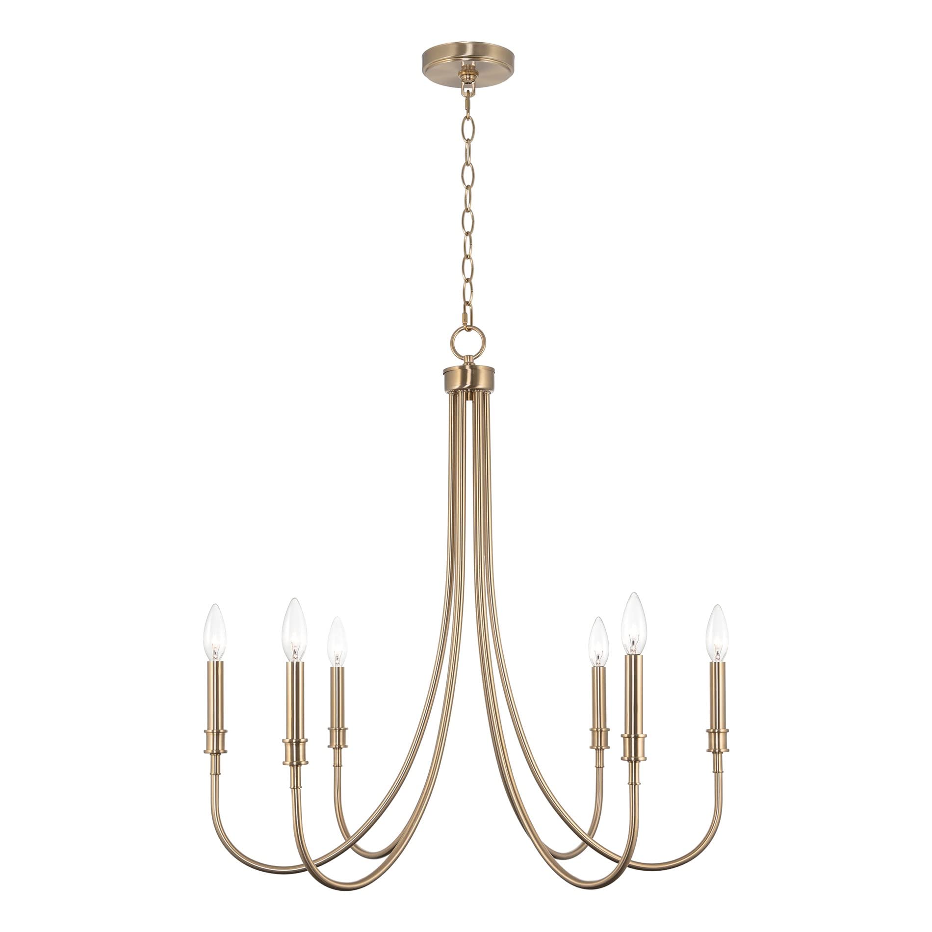 Kira Home Tuscany 30" 6-Light Modern Chandelier, Adjustable Hanging Height, Cool Brass Finish
