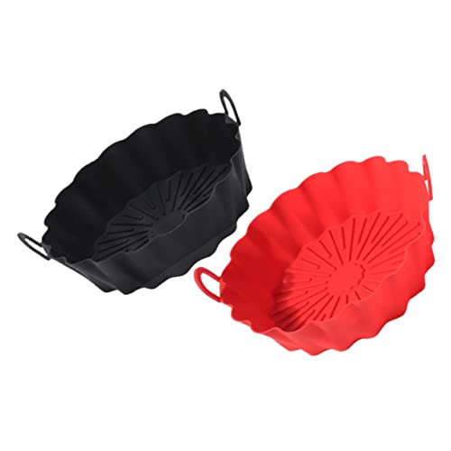 YARNOW 2pcs Air Fryer Pan Parchment Paper Air Fryer Silicone Oven Liner Oven Roasting Pan Air Fryer Baking Tray Air Fryer Accessories Air Fryer Silicone Liner Air Fryer Liner Pad Bread