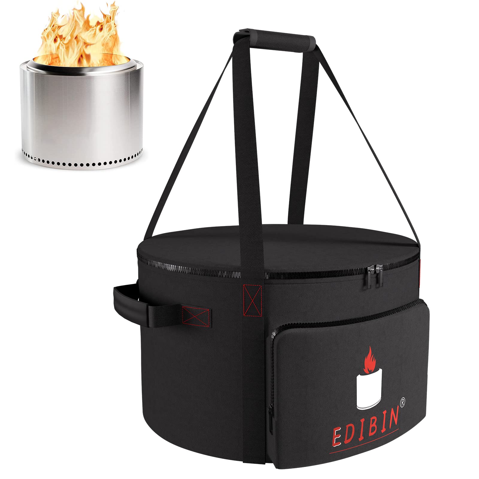 Outdoor Smokeless Fire Pit Bag Compatible with Solo Stove Bonfire Fire Pit W x 19.5 Inch,H x 14 Inch Smokeless Fire Pit, Natural Wood Burning Firebowl(Only Bag)