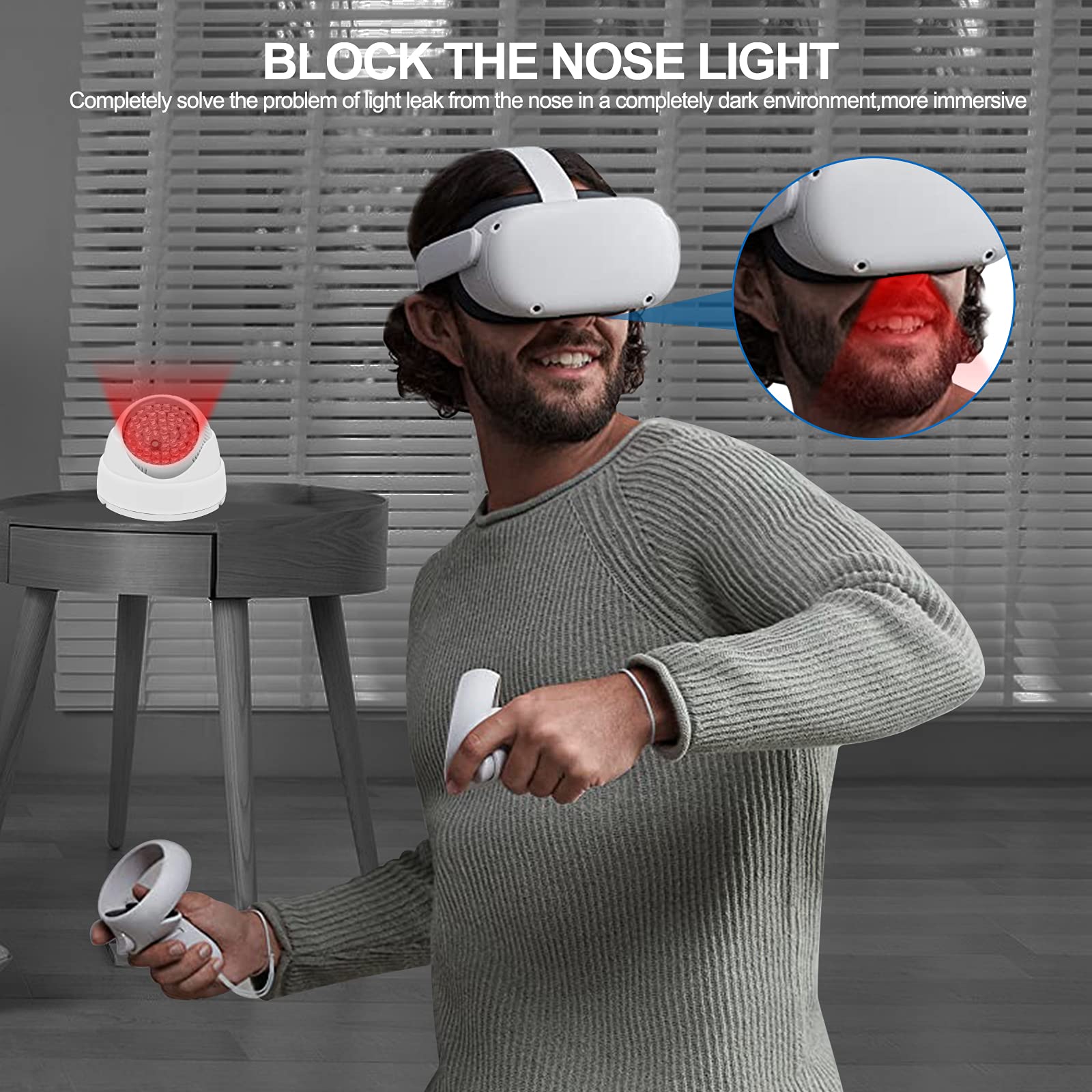 MASiKEN IR Illuminator Infrared Light for Meta Quest, Oculus Quest 2 IR Light Enhance Sensor Tracking Hand and Controllers Sensitivity in Dark, Anti No-Light Disturbance Increase Vision (White)