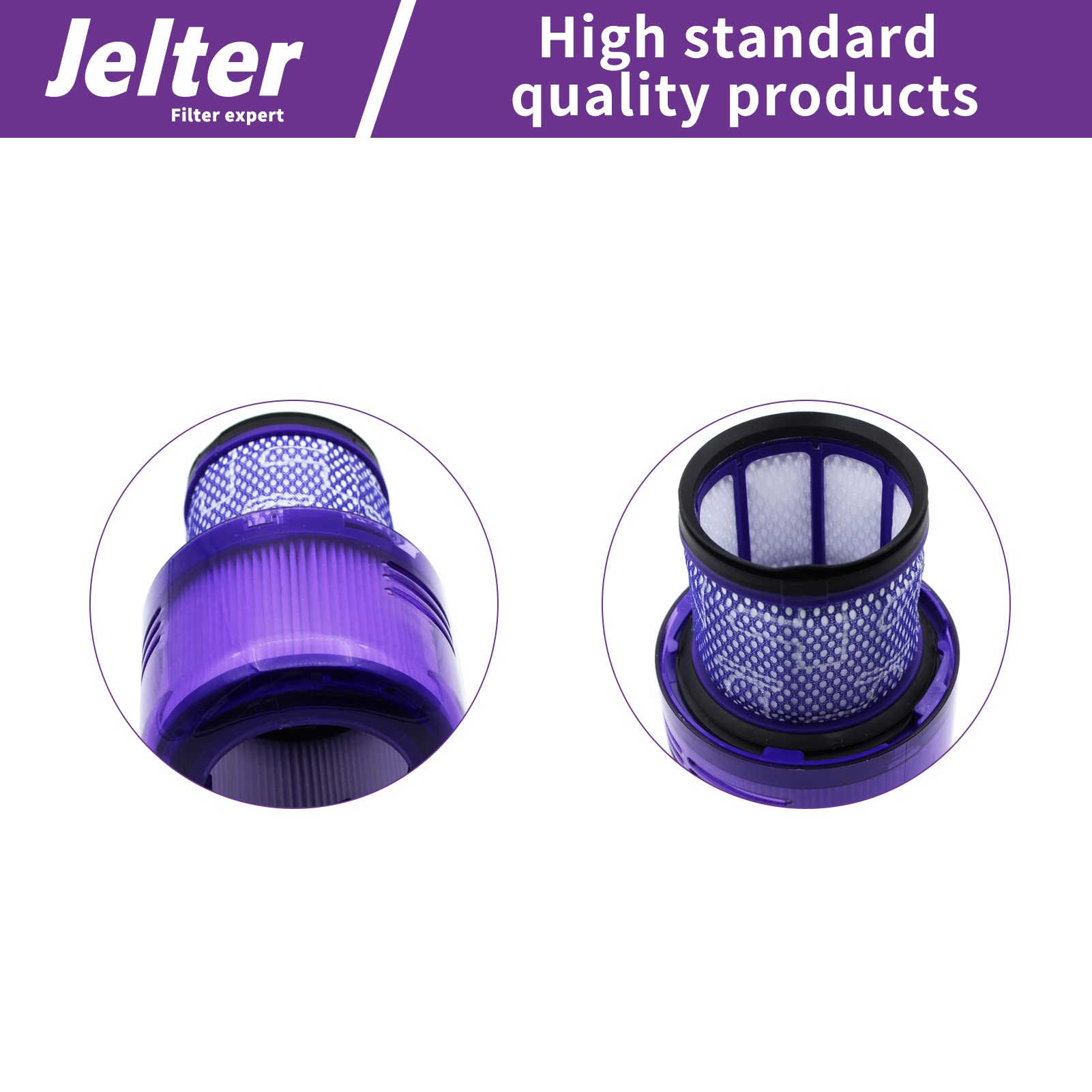 Jelter 2 pack V15 detect filters replacement parts compatible for Dyson V15 Hepa post filter detects + SV14 vacuums